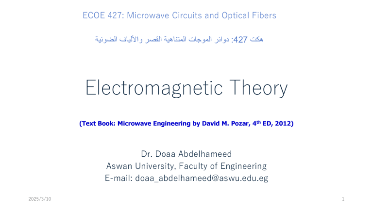 Microwave Circuits & Optical Fibers Course Presentation
