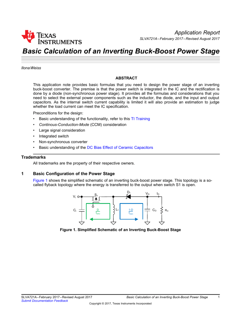 Inverting Buck-Boost Converter Design: Power Stage Calculation