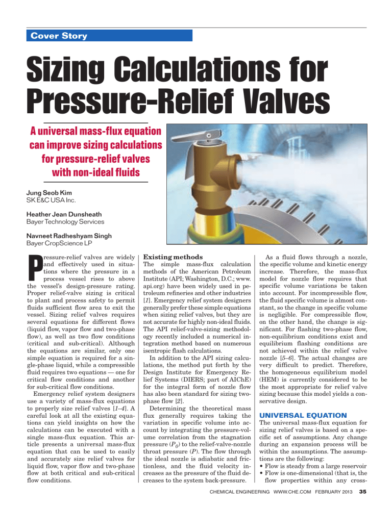 Pressure-Relief Valve Sizing: Universal Mass-Flux Equation