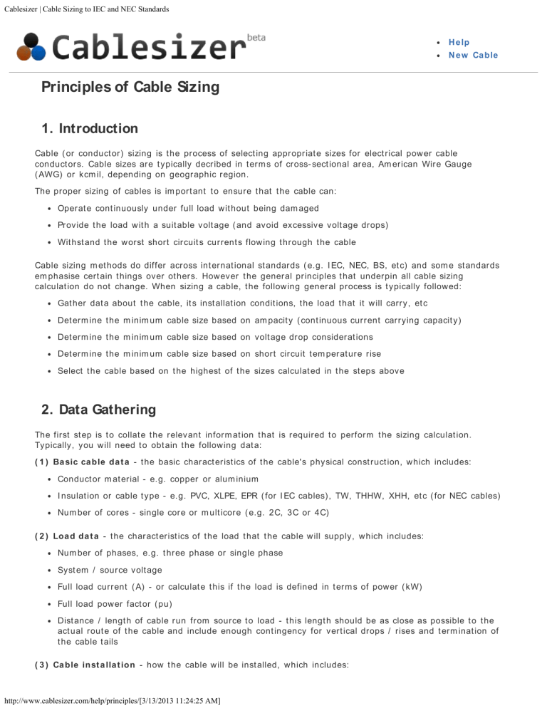 Cable Sizing Guide: IEC & NEC Standards | Cablesizer Help