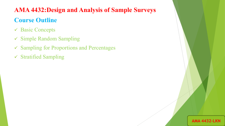 Sample Surveys: Design & Analysis Course Outline
