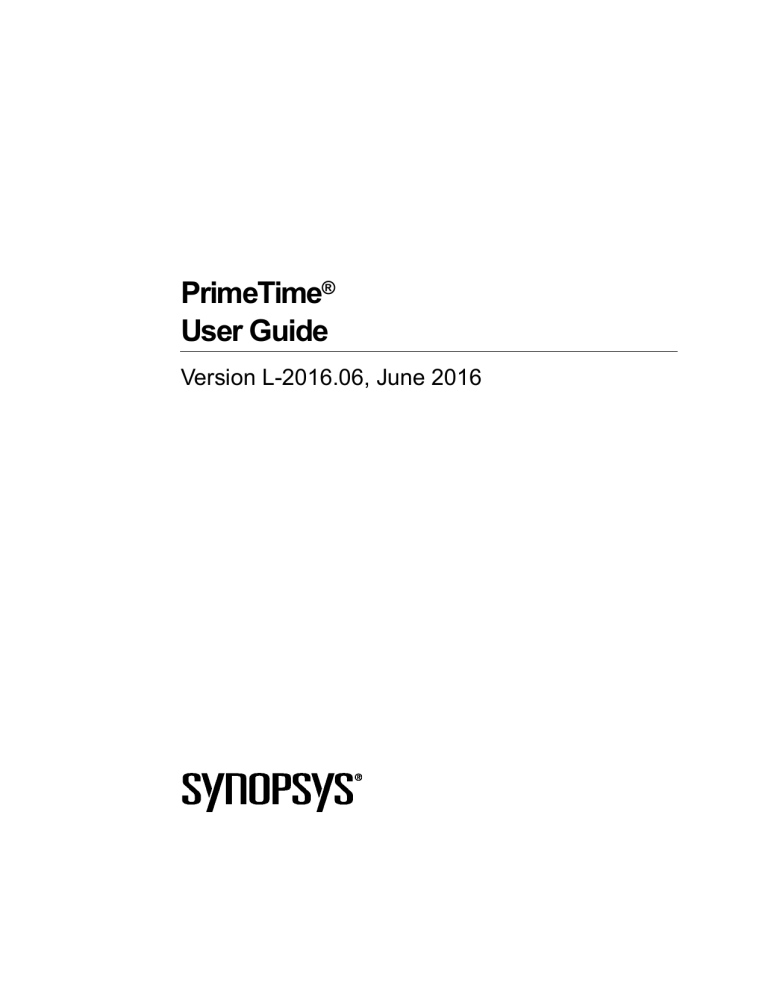PrimeTime User Guide: Static Timing Analysis