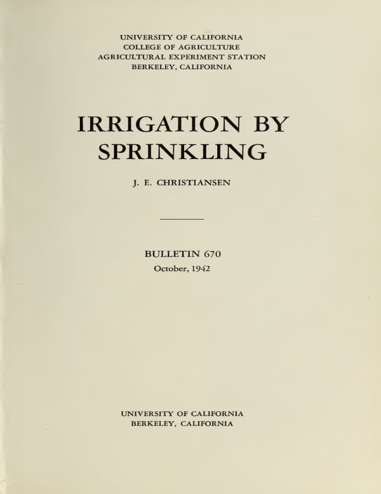 Irrigation by Sprinkling: Systems, Hydraulics, and Design