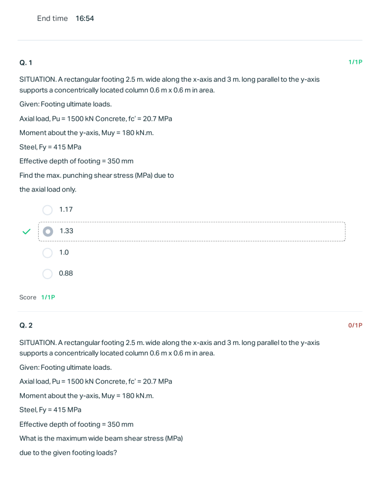 Structural Engineering Exam Questions
