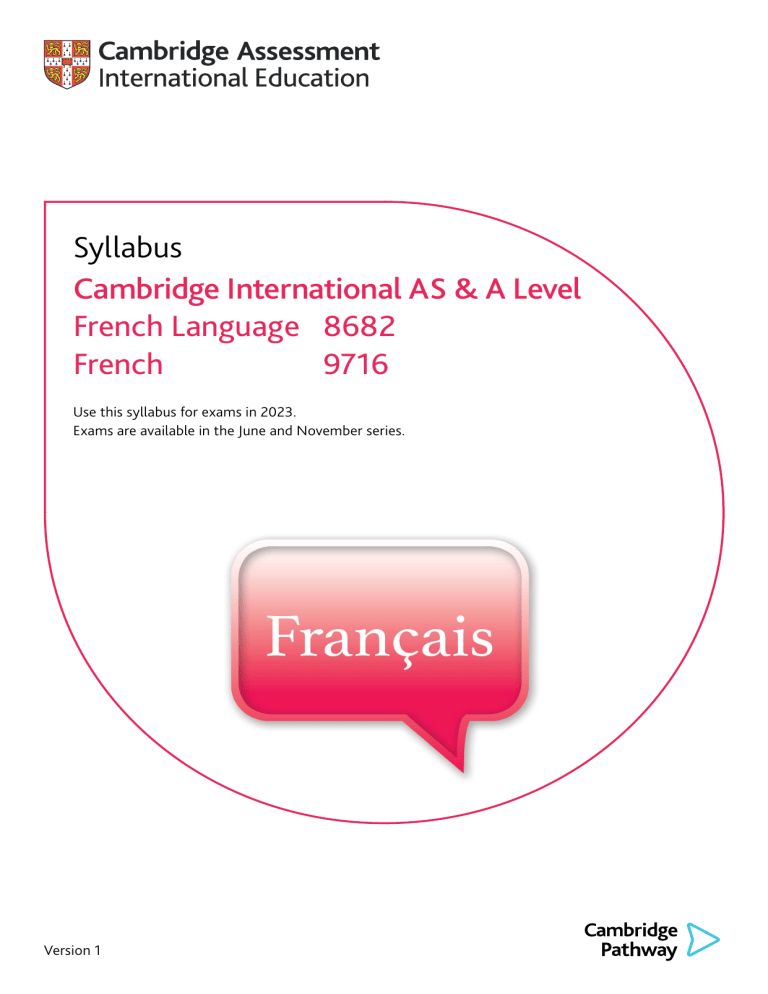 Cambridge AS & A Level French Syllabus 2023