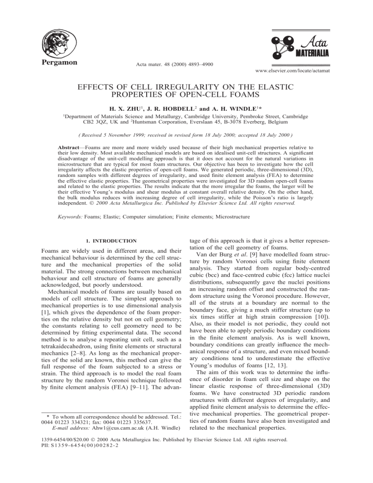 Cell Irregularity Effects on Foam Elasticity