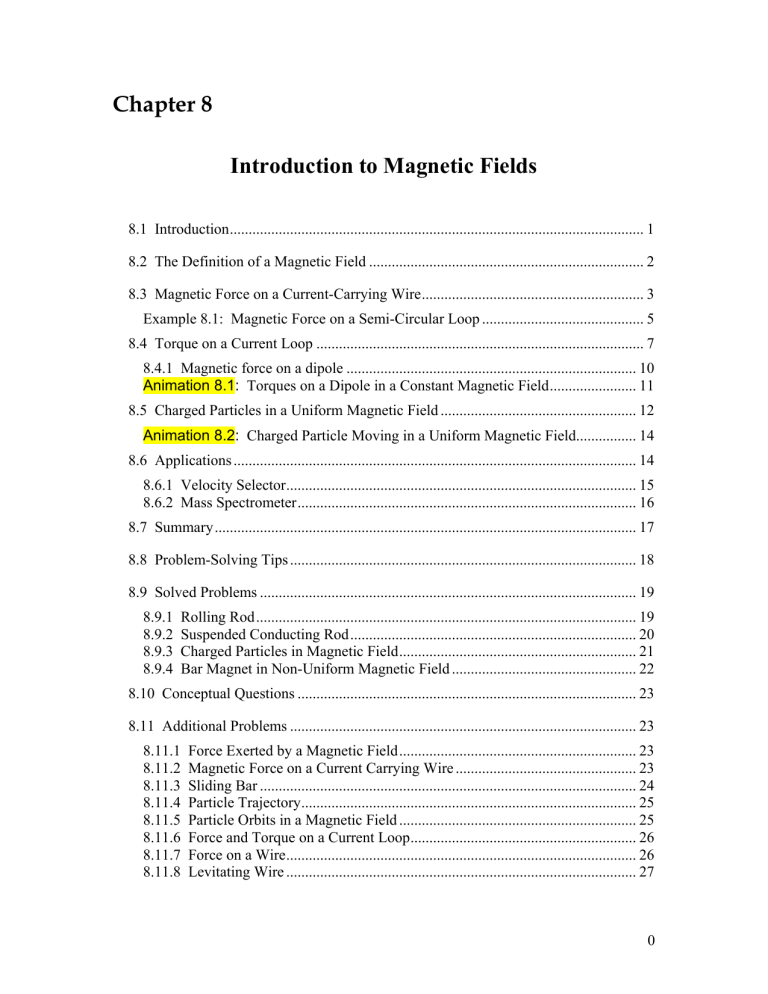 Introduction to Magnetic Fields: Chapter 8