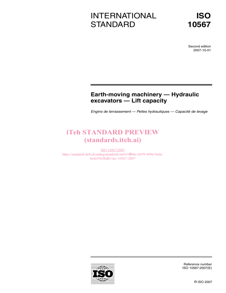 ISO 10567: Hydraulic Excavator Lift Capacity Standard