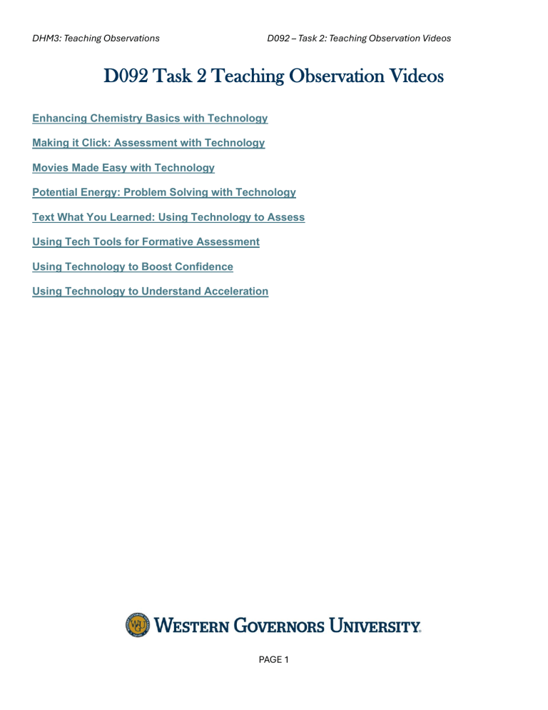 Teaching Science with Technology: Observation Resources