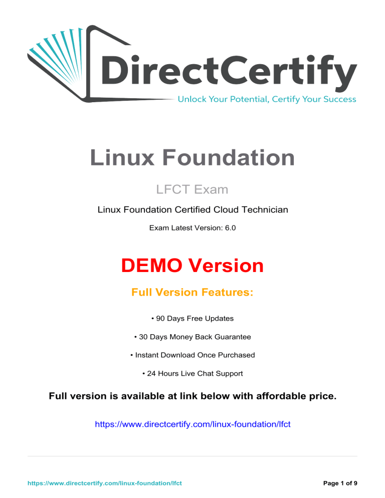 Lfct Exam Demo Linux Foundation Certified Cloud Technician