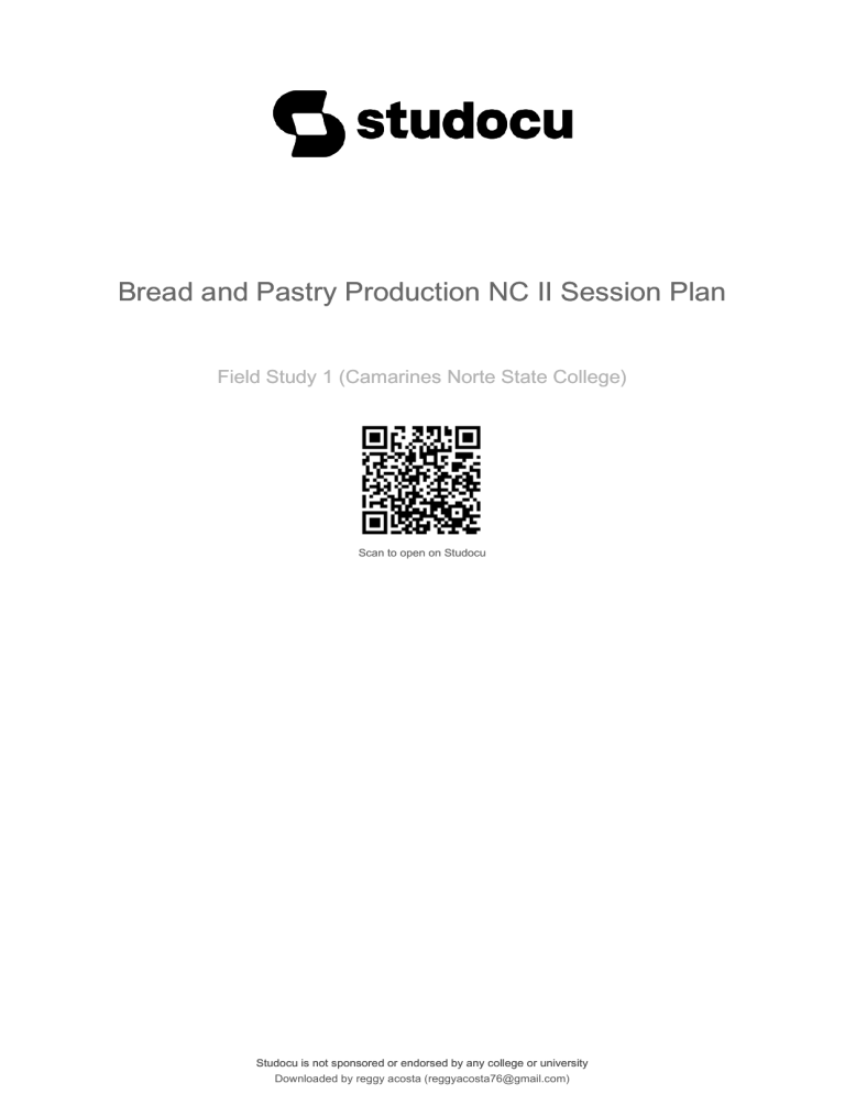 Bread & Pastry Production NC II Session Plan