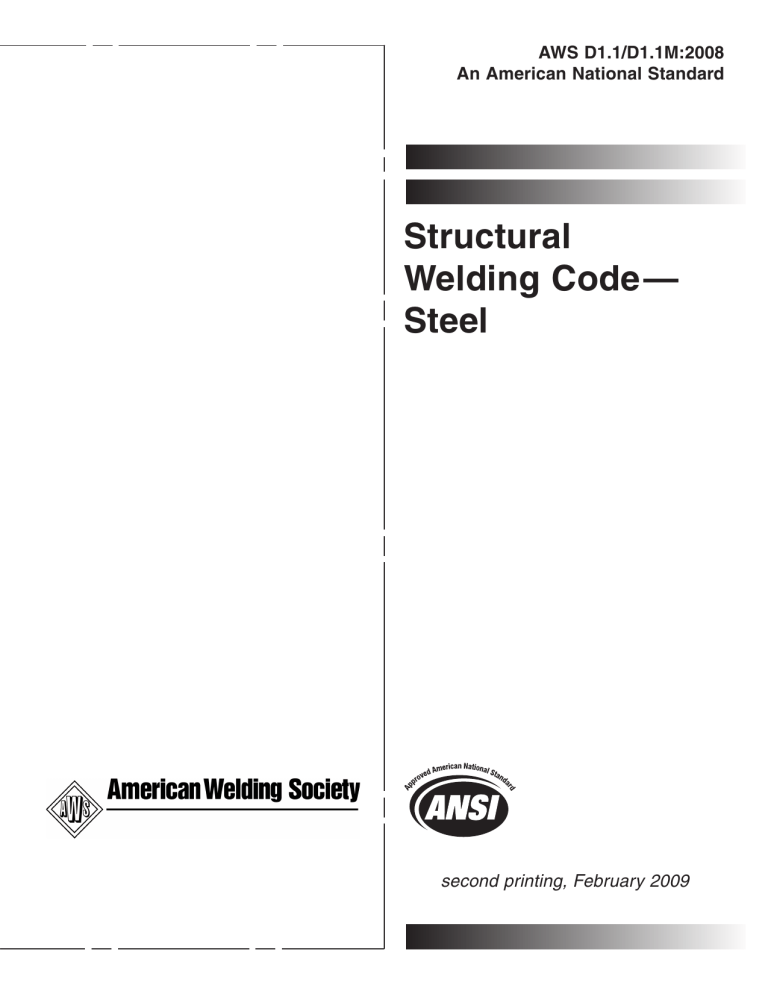 AWS D1.1 Steel Welding Code: 2008 Edition