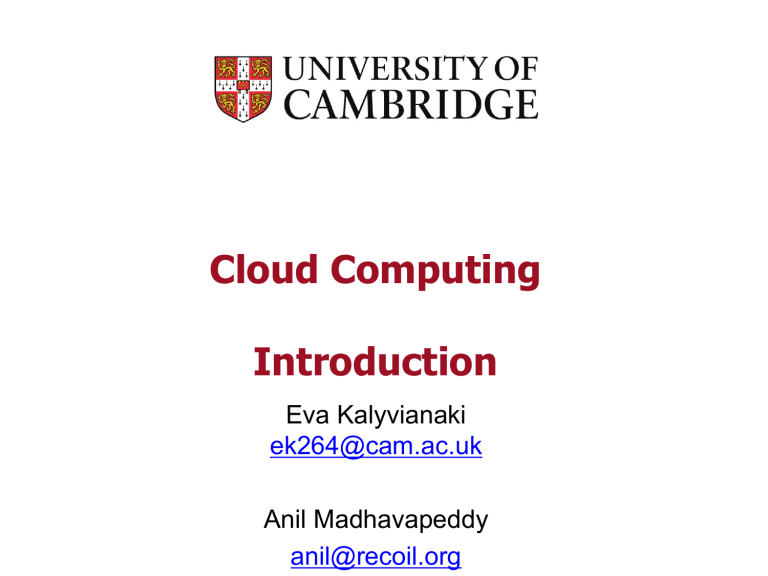 Cloud Computing Introduction - University Presentation