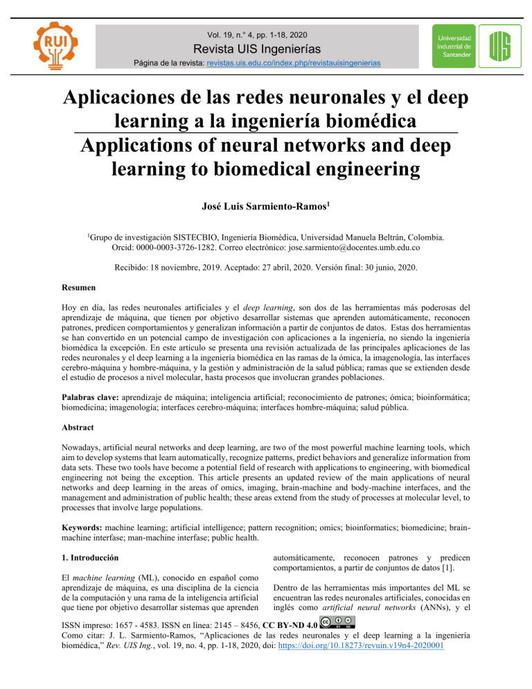 Redes Neuronales y Deep Learning en Ingeniería Biomédica
