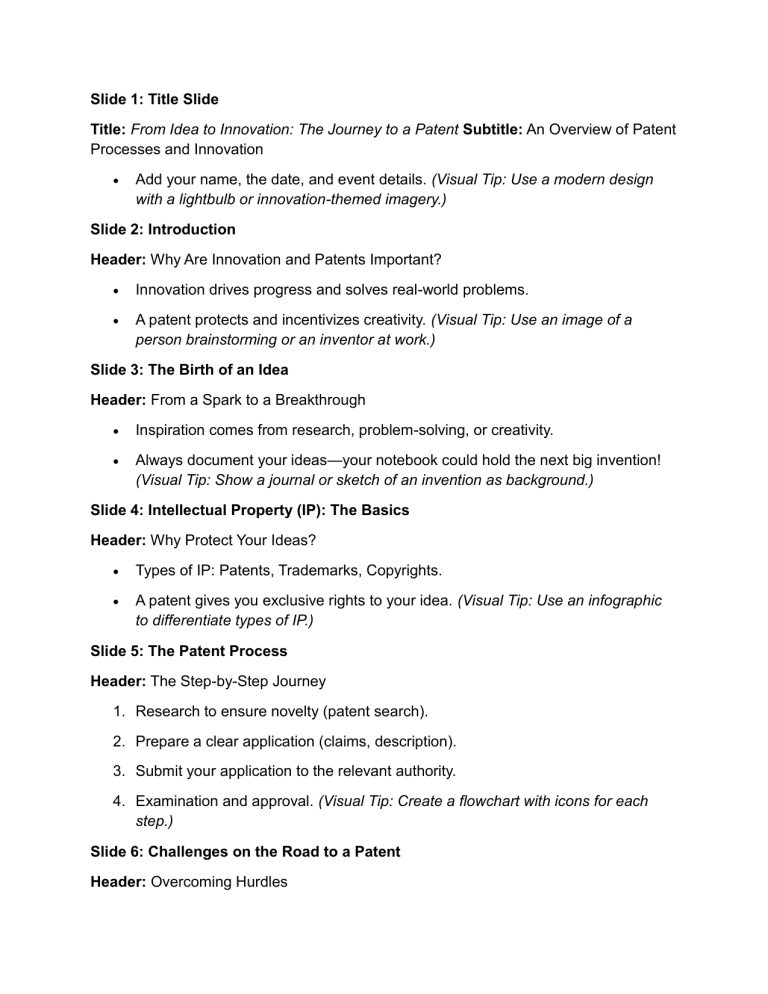 Patent Process: From Idea to Innovation