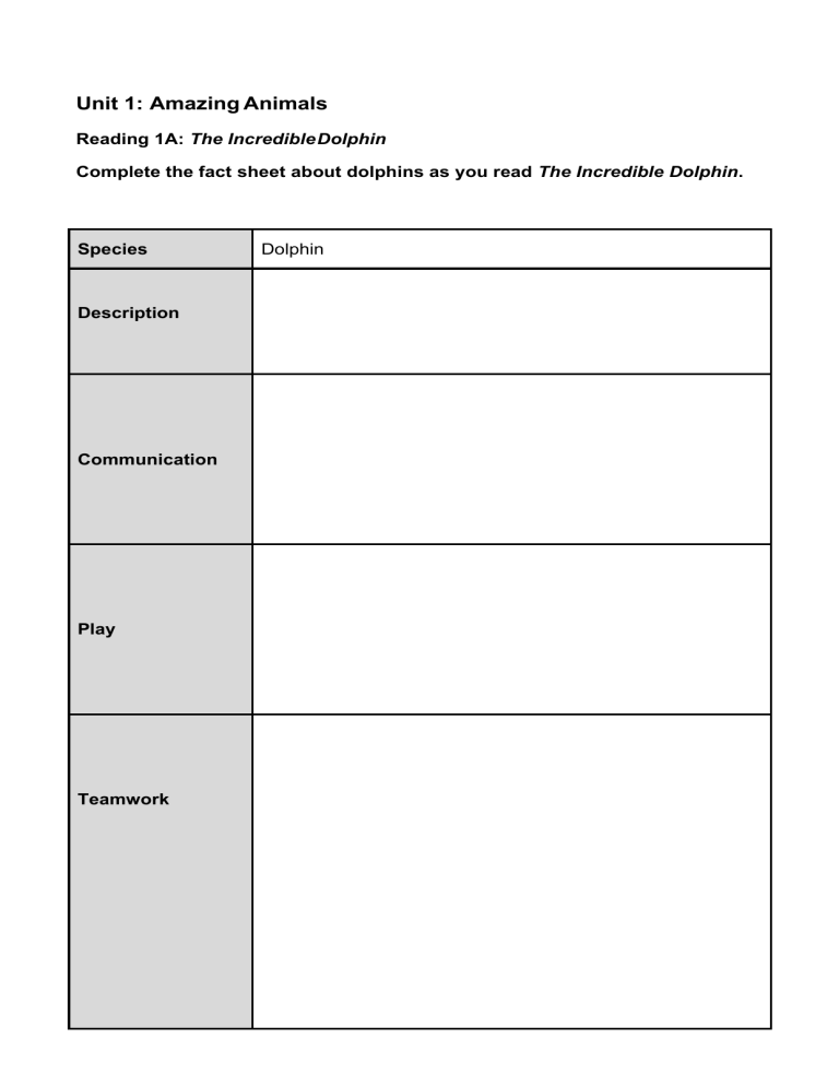 Animal Studies & Reading Comprehension Worksheet