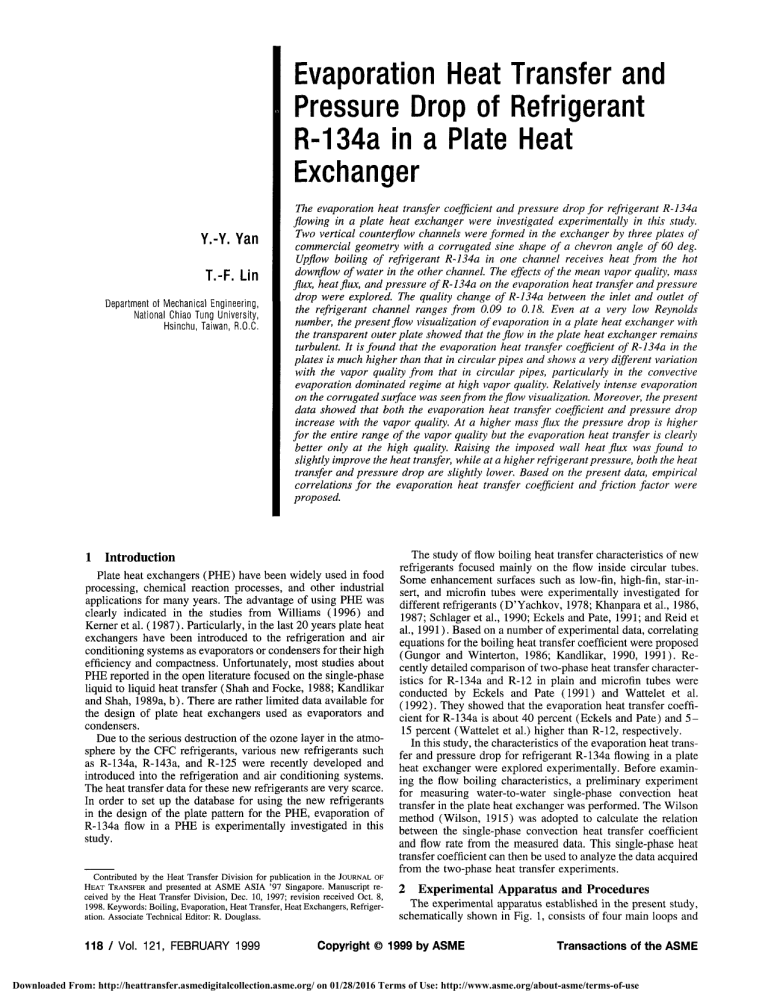 R-134a Evaporation Heat Transfer in Plate Heat Exchanger