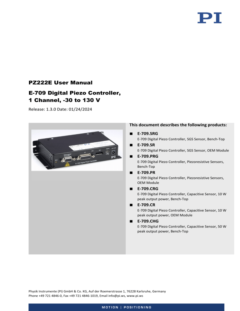 E-709 Digital Piezo Controller User Manual