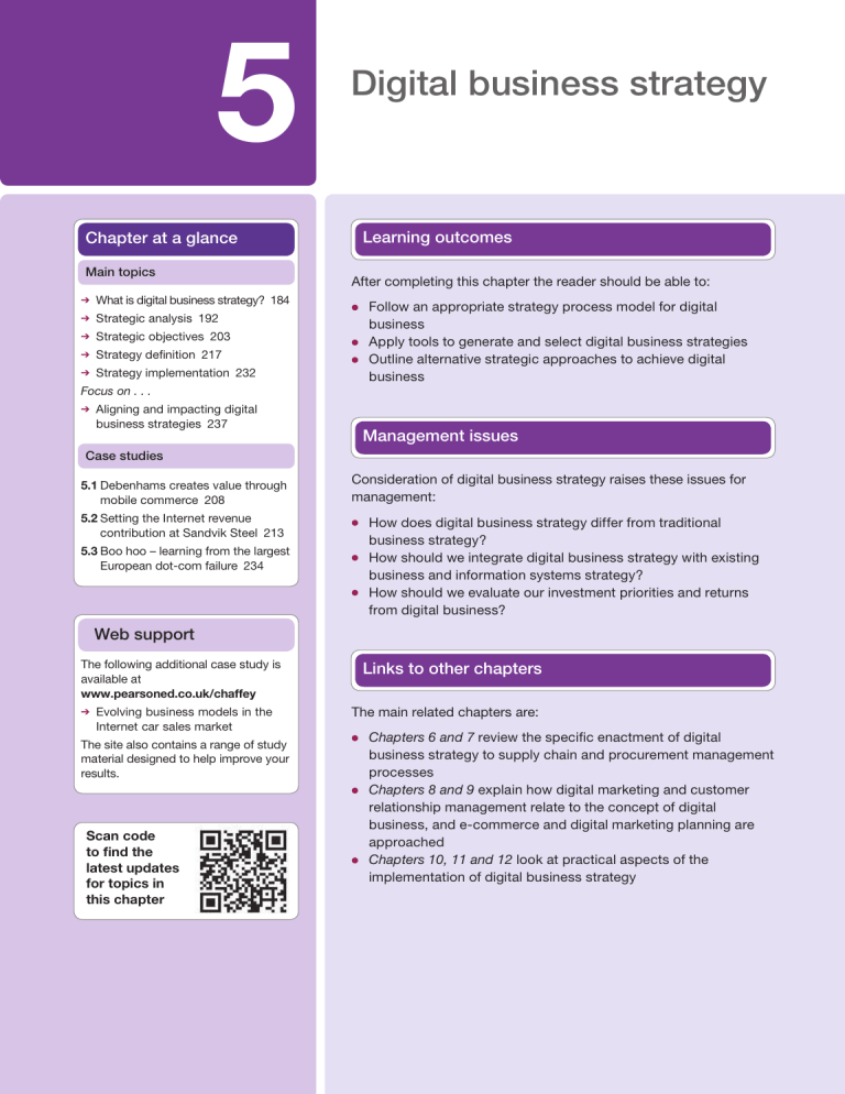 Digital Business Strategy: Chapter Overview & Learning Outcomes