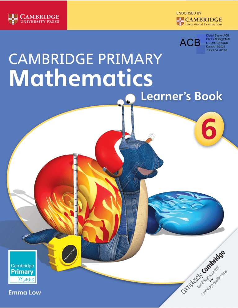 Cambridge Primary Mathematics Learner's Book 6