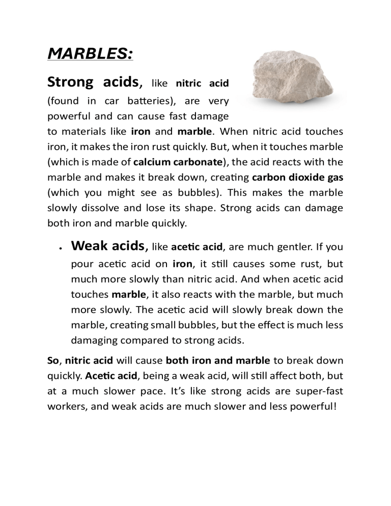 Acids & Materials: Strong vs. Weak Acid Reactions