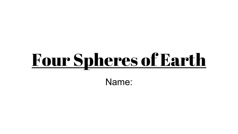 Earth's Four Spheres Worksheet: Biosphere, Hydrosphere, etc.
