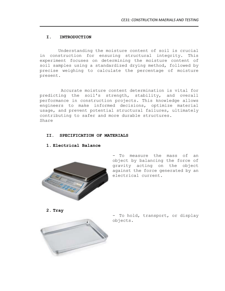 Soil Moisture Content Lab Report: Alternative Method