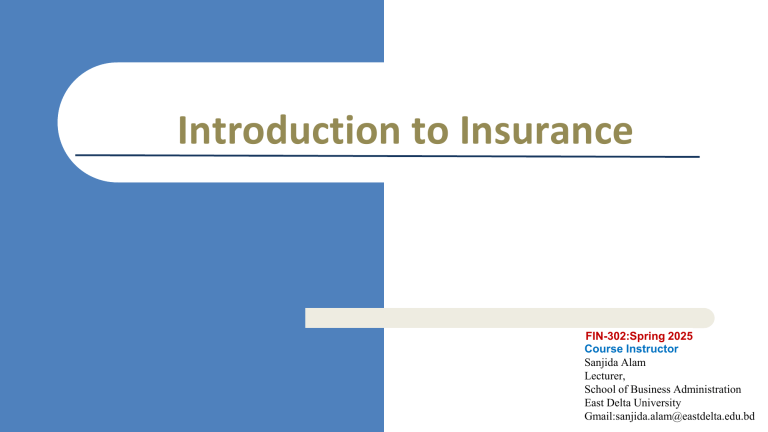 Introduction to Insurance: Principles & Contracts