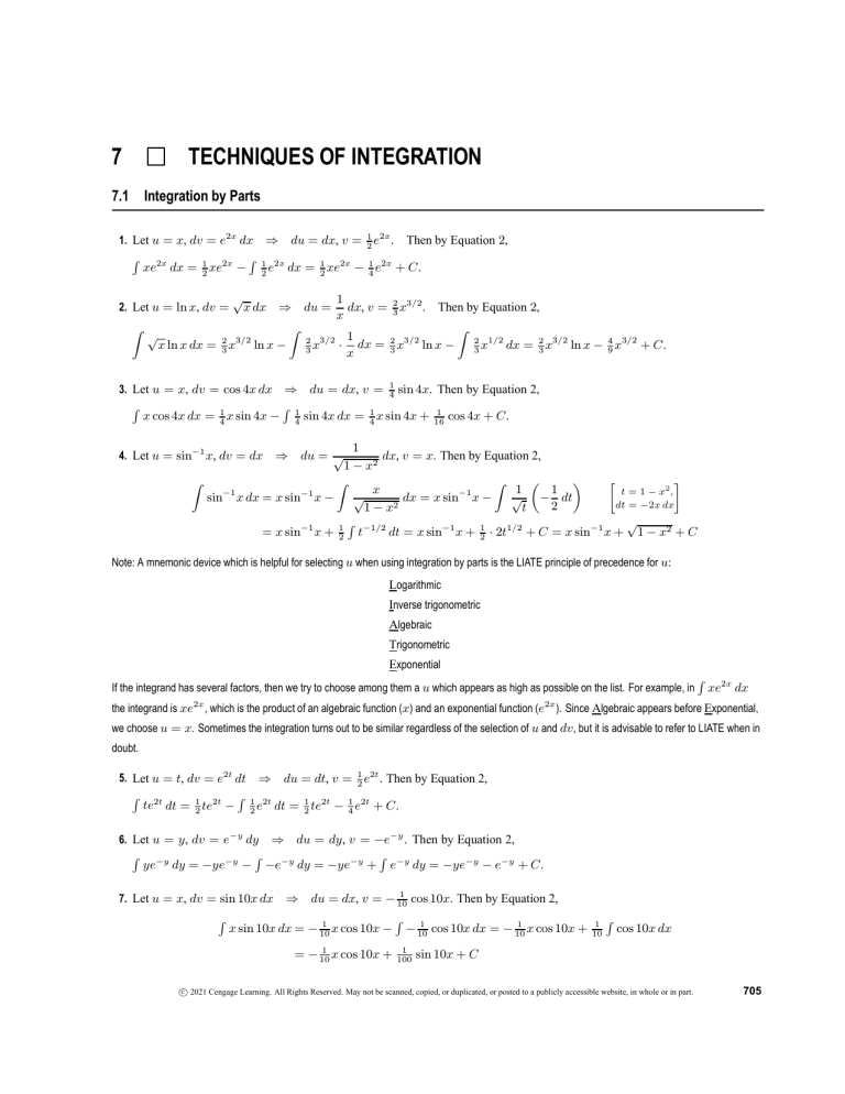 Integration by Parts Exercises - Calculus Techniques