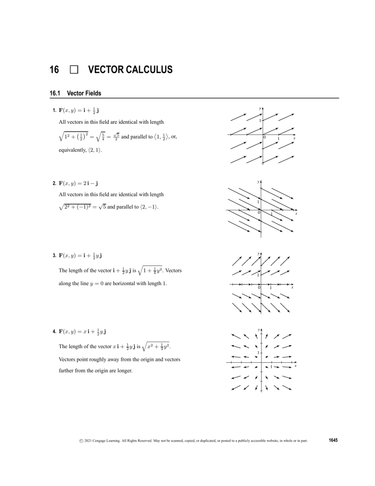 Vector Calculus: Vector Fields Exercise Solutions