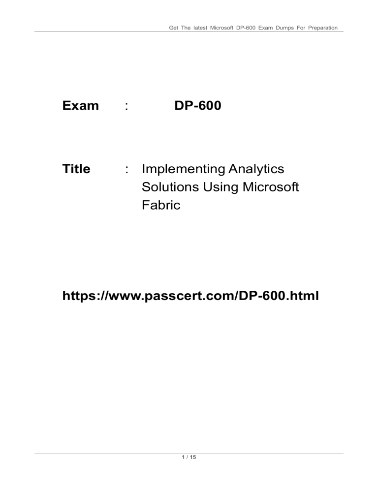 DP-600 Exam Dumps: Microsoft Fabric Analytics Solutions