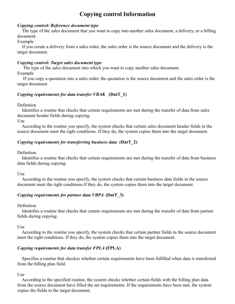 SAP Copying Control Configuration Guide