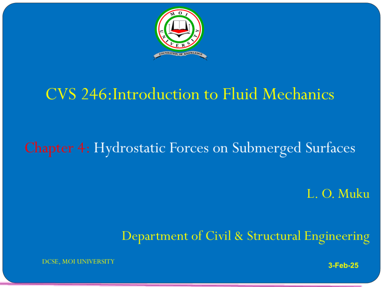 Hydrostatic Forces on Submerged Surfaces: Fluid Mechanics