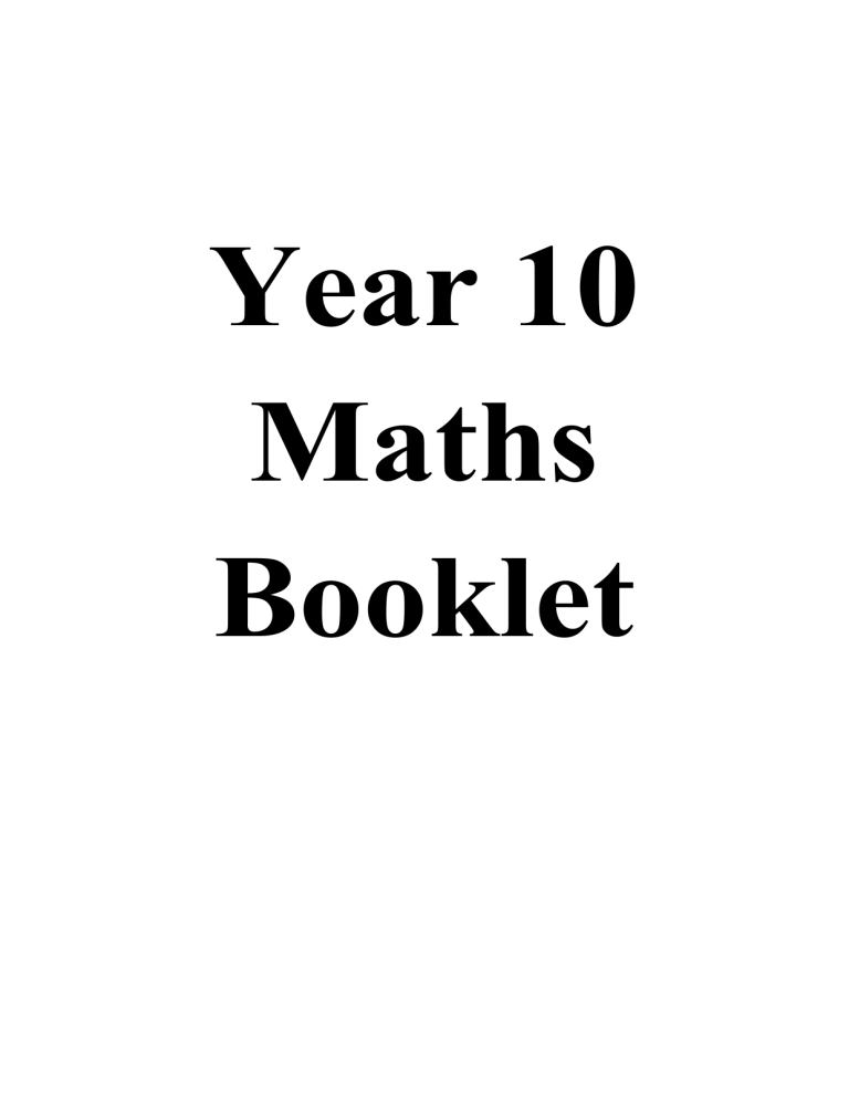Year 10 Maths Booklet: Formulae, Indices, Probability, Trigonometry