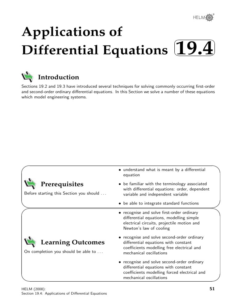 Differential Equations: Applications & Modeling