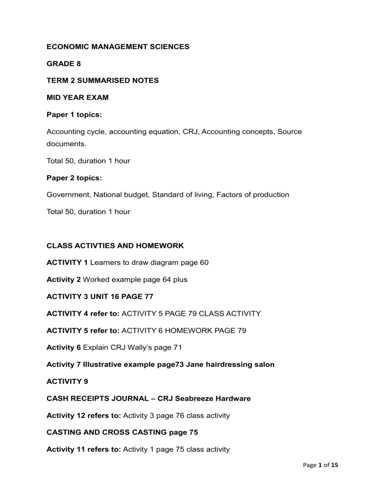 Grade 8 EMS Term 2 Summarised Notes & Exam Prep