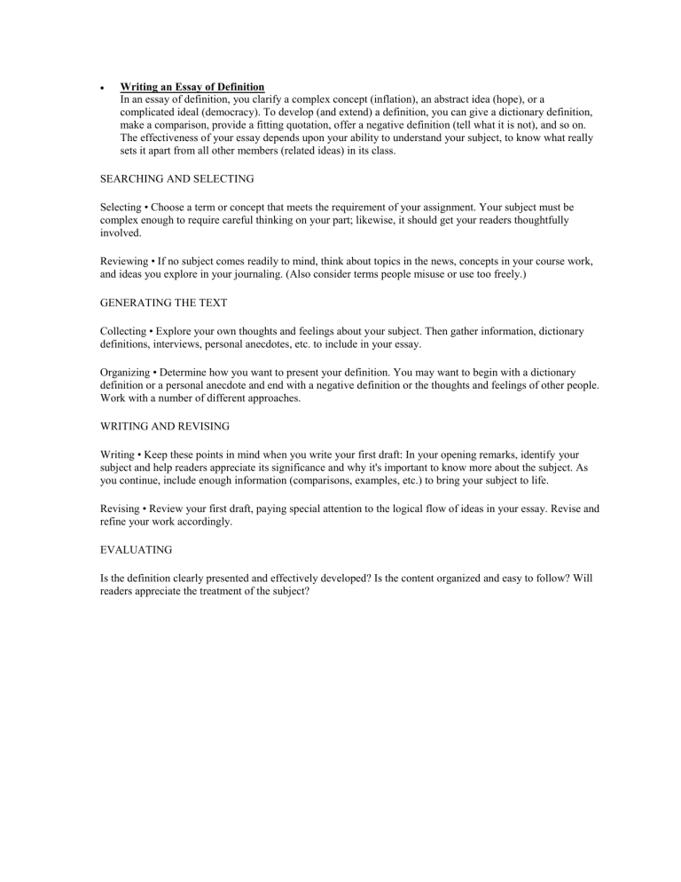 Essay Writing: Definition Essay Guide