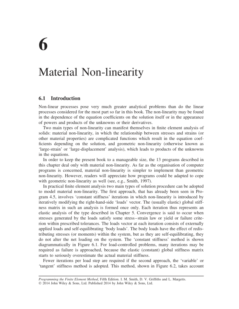 Material Non-linearity in Finite Element Method