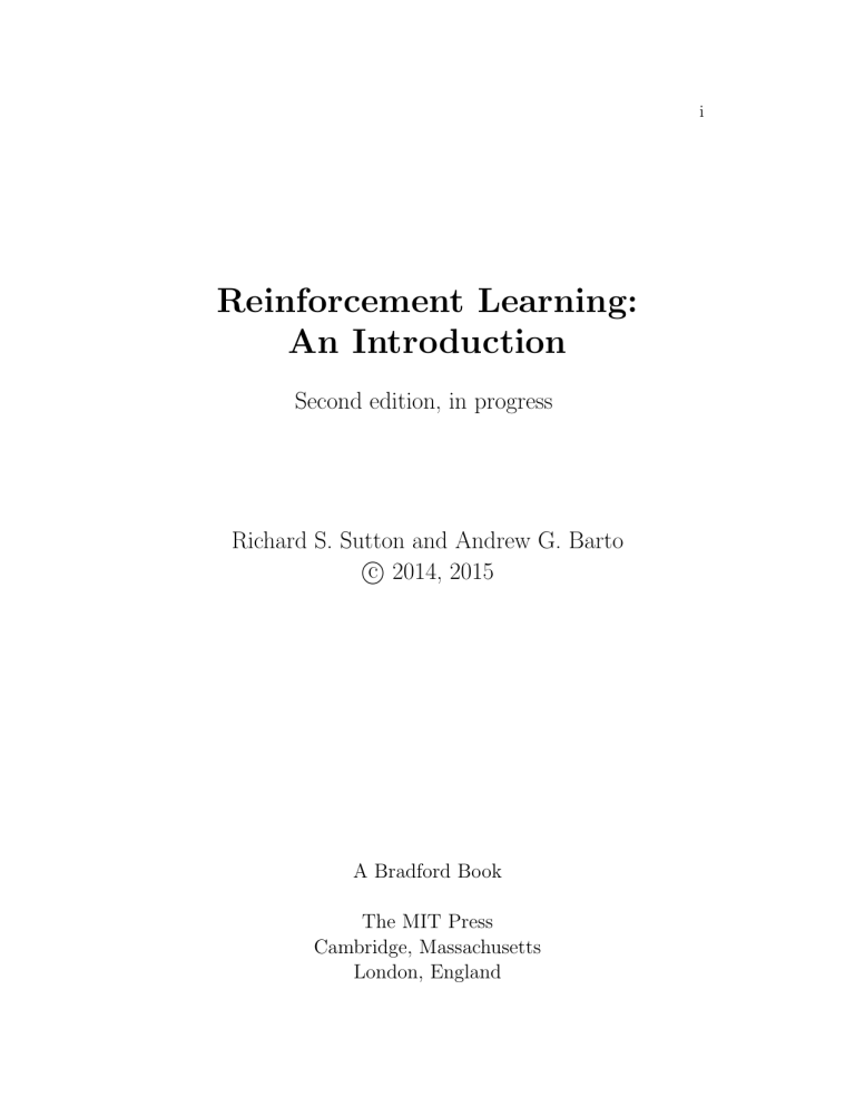 Reinforcement Learning: An Introduction, 2nd Edition