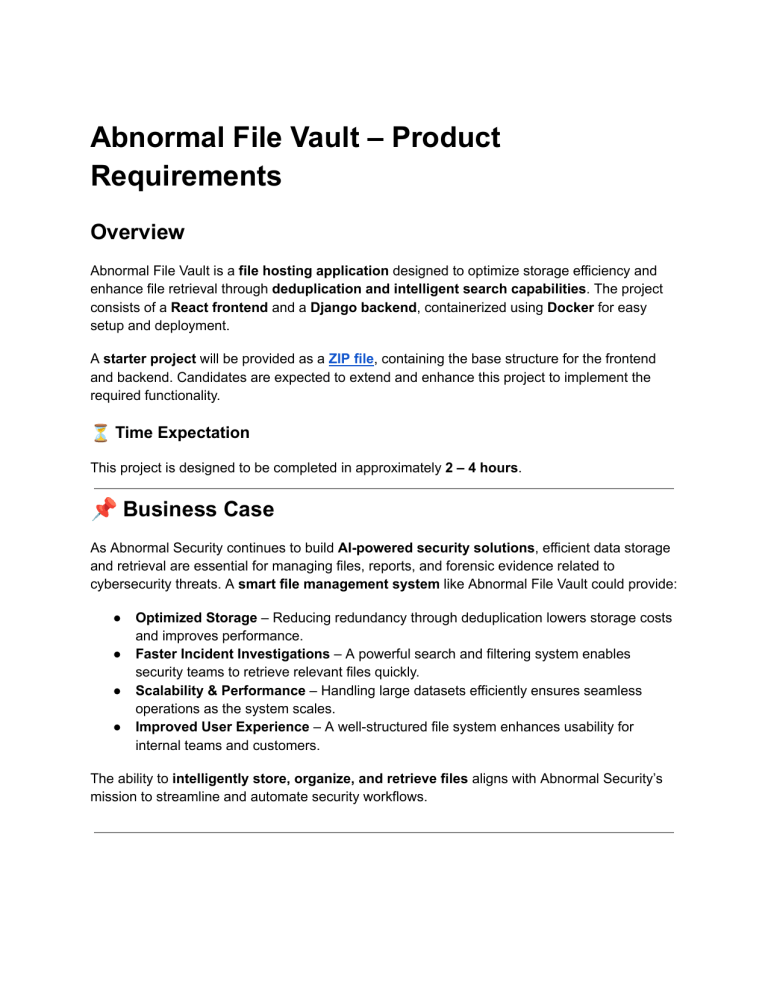 Abnormal File Vault: Product Requirements