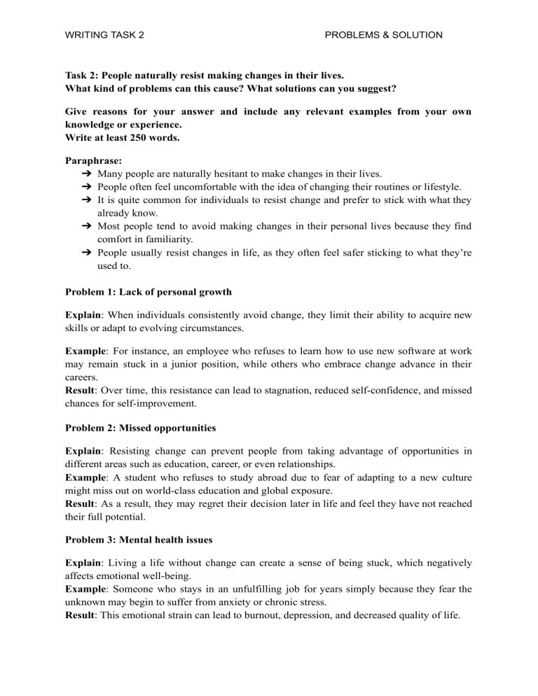 IELTS Essay Template: Problems & Solutions