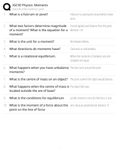 Moments in Physics Worksheet: Force and Distance