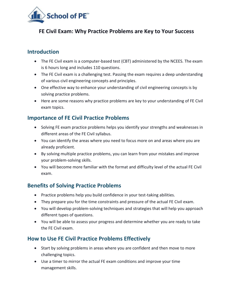 FE Civil Exam: Practice Problems for Success