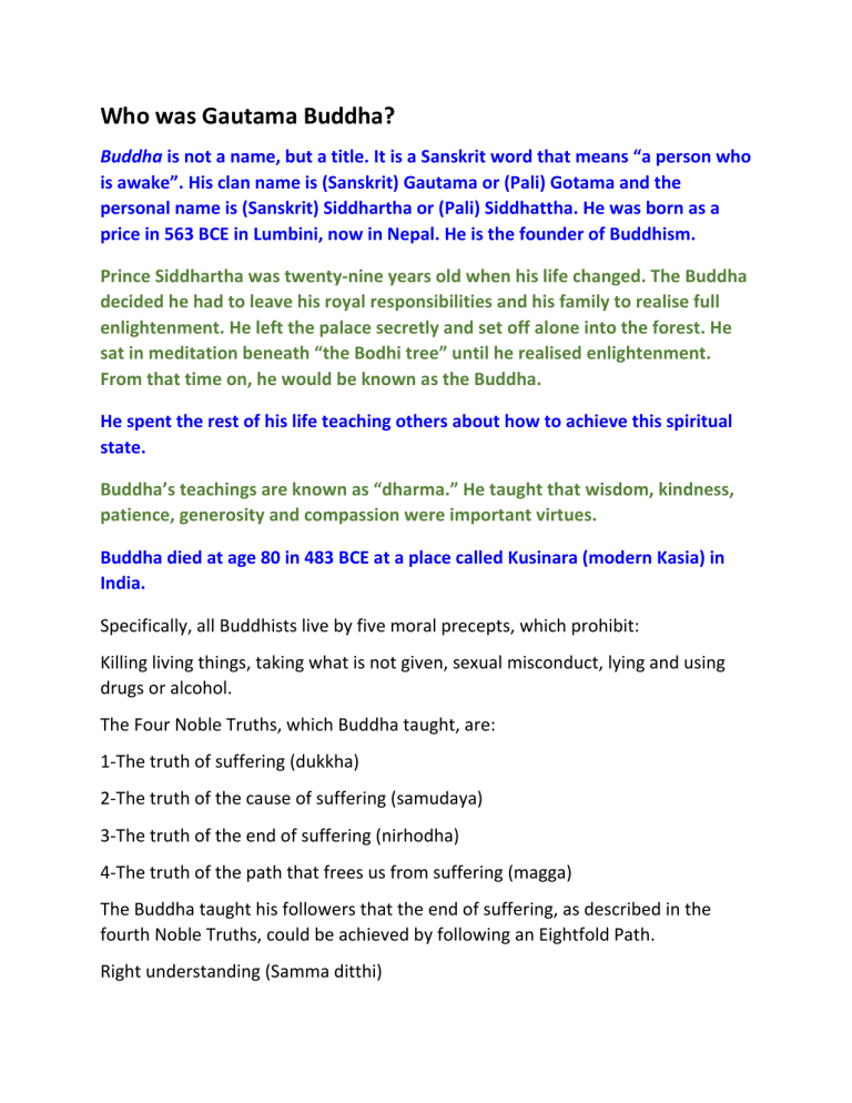 Gautama Buddha: Life, Teachings, and Core Principles