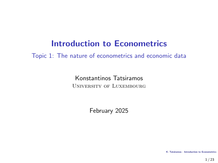 Econometrics Introduction: Data & Causality