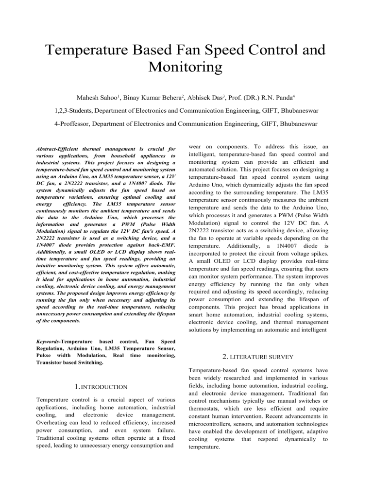Temperature Based Fan Speed Control with Arduino