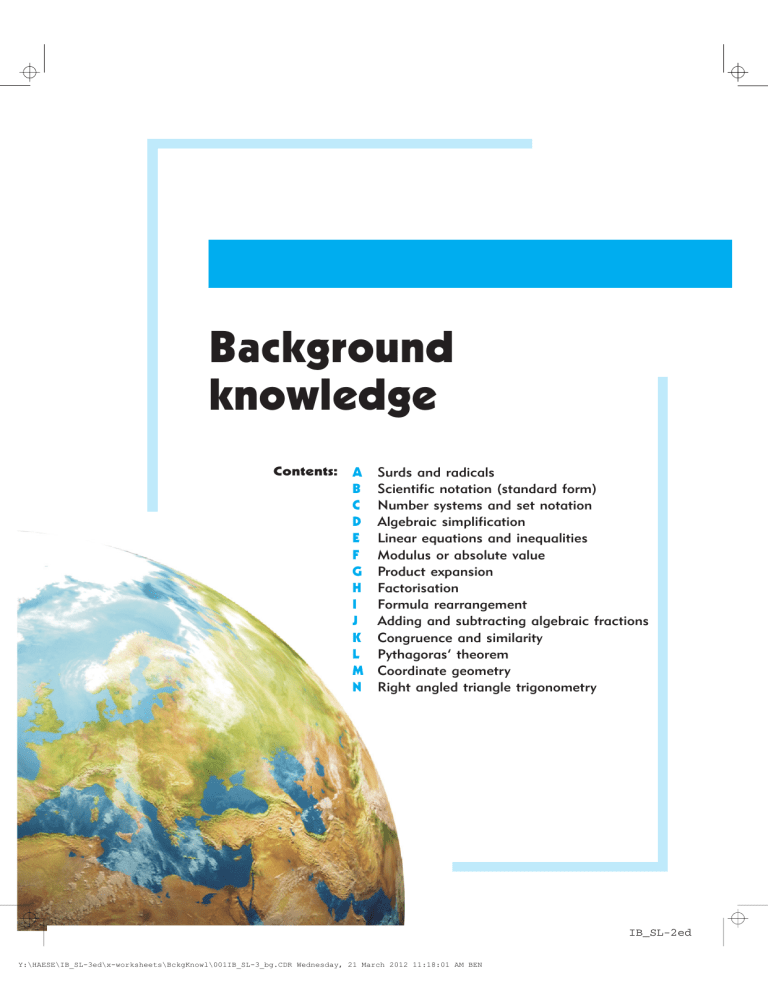 Math Background Knowledge: Algebra, Geometry, Trigonometry