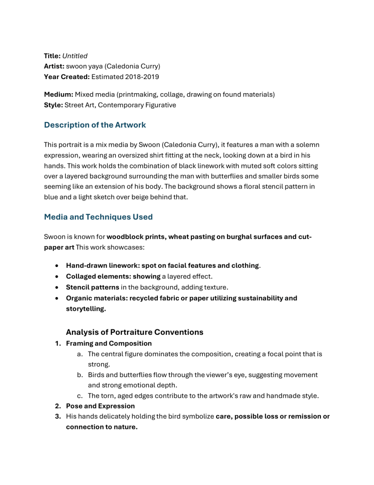 Swoon Artwork Analysis: Mixed Media Portrait, Street Art