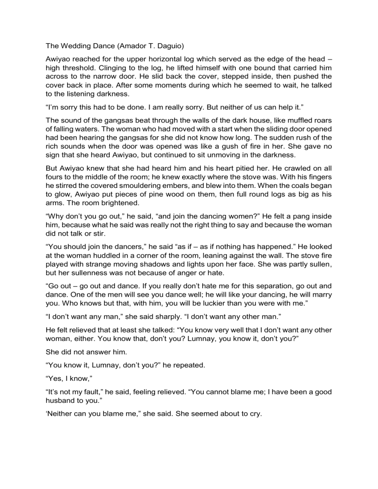 The Wedding Dance by Amador T. Daguio: A Short Story
