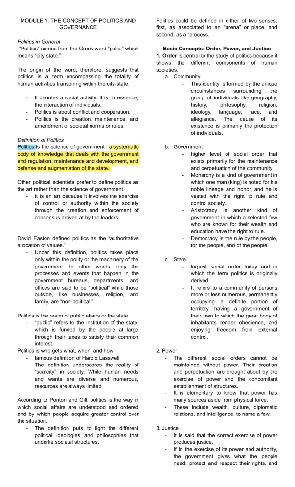 Politics & Governance: Concepts, Ideologies, State & Government